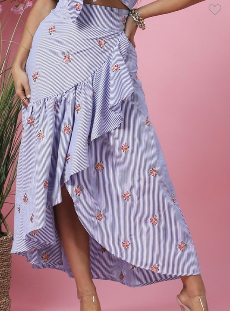 N embroidery checkers wrap around skirt – It Girl PR